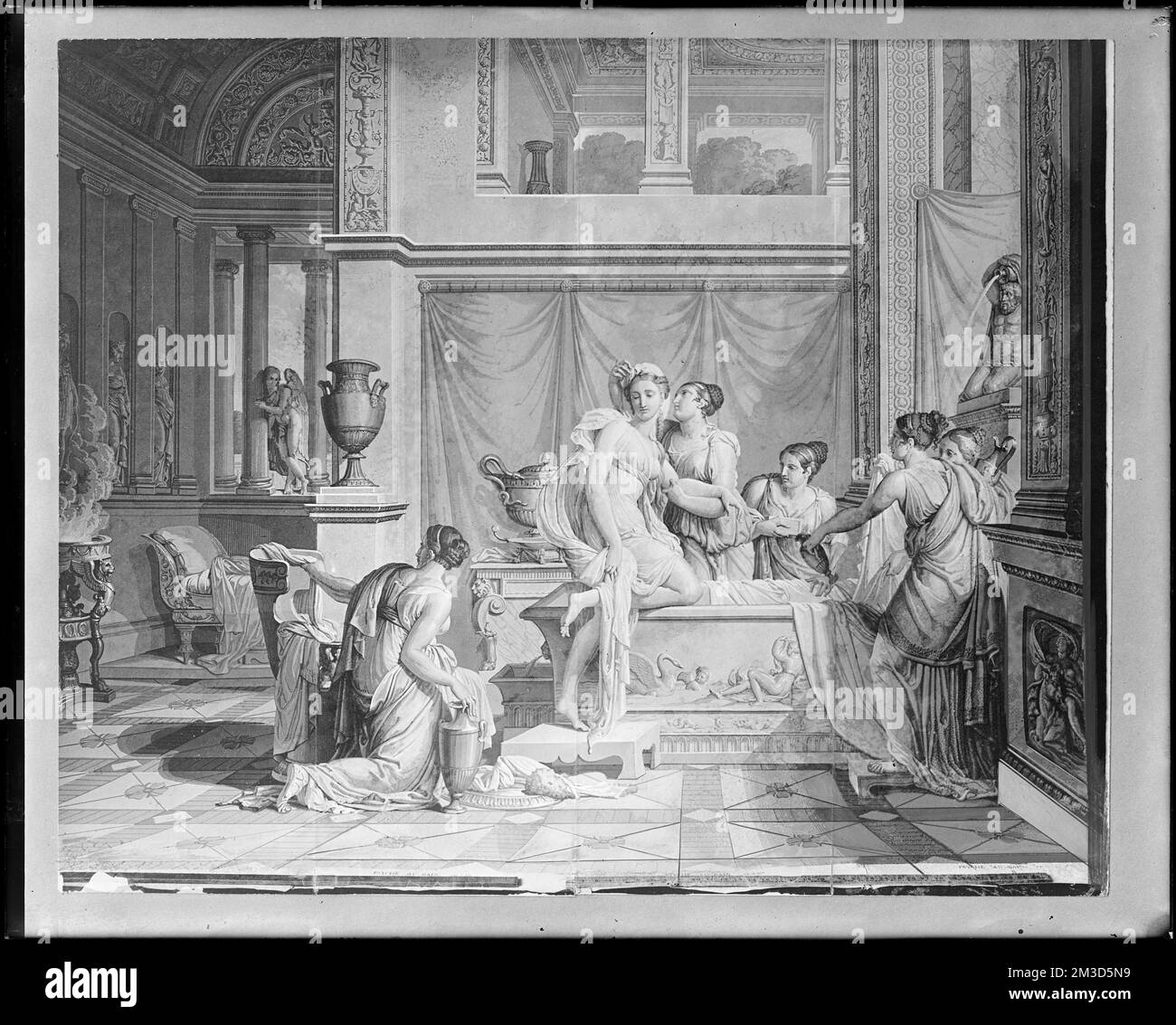 Interior detail, wallpaper, panel number 3 'Cupid and Psyche ...