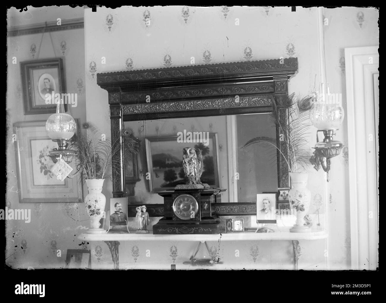 Interior of a home with view of one wall and mantle, fireplace with ...
