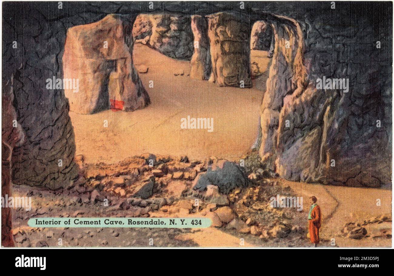 Interior of Cement Cave, Rosendale, N. Y. , Caves, Tichnor Brothers ...