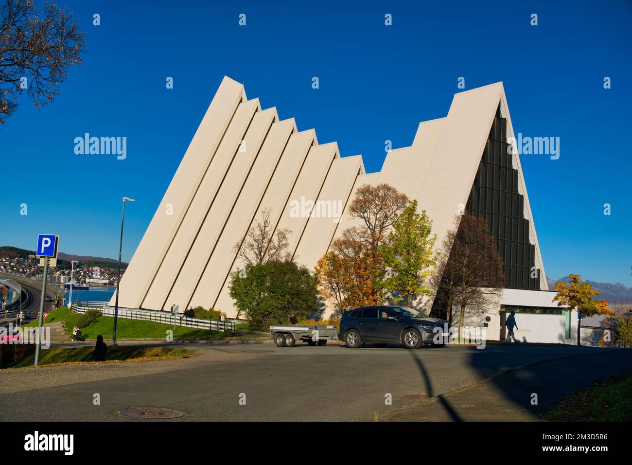 Imposing church constructed from concrete & aluminum in the 1960s, with ...