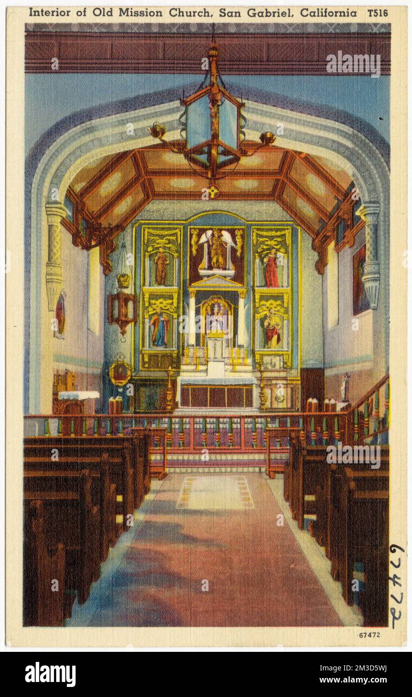 Interior of Old Mission Church, San Gabriel, California , Churches ...