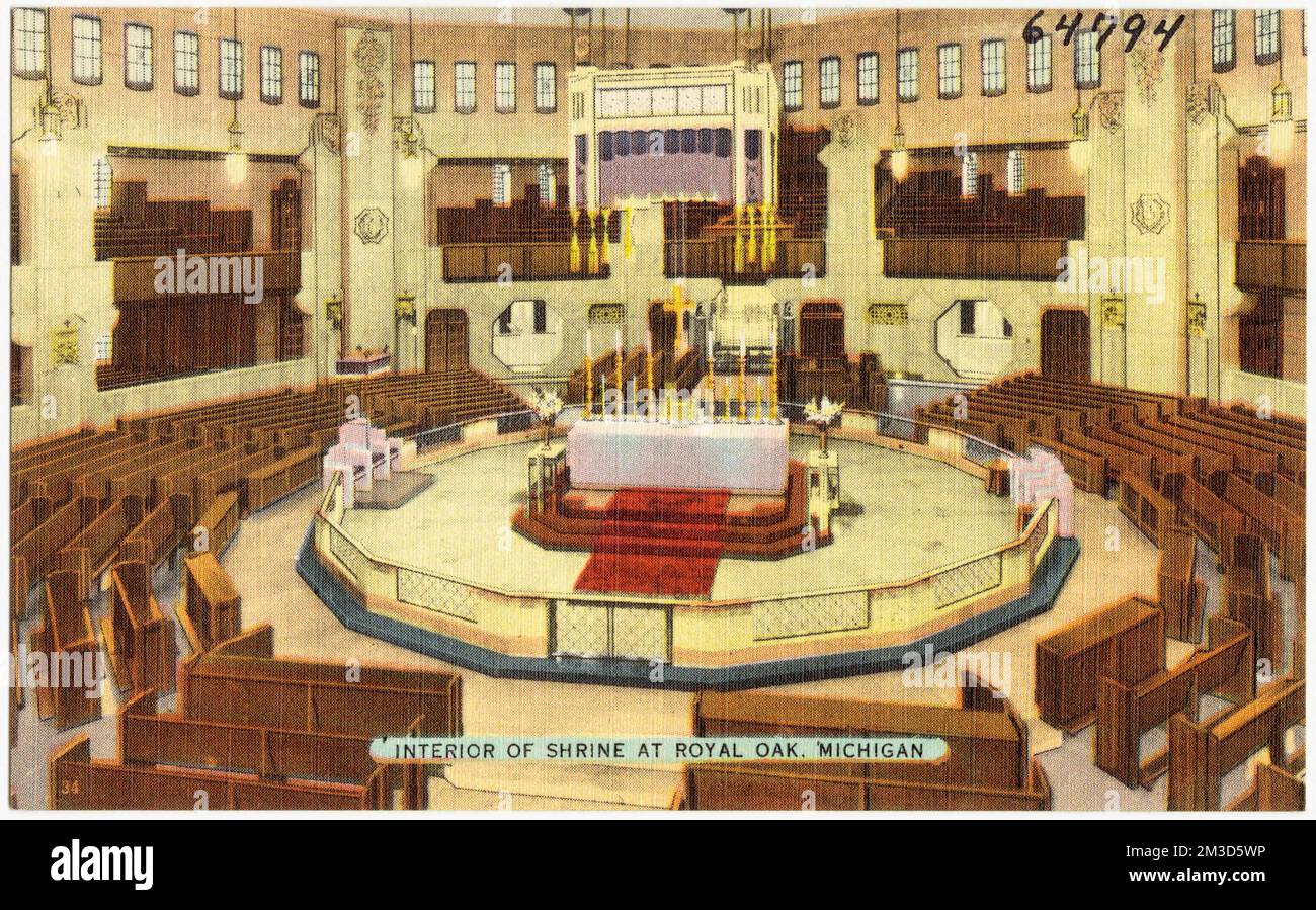 Interior of shrine at Royal Oak, Michigan , Churches, Tichnor Brothers ...