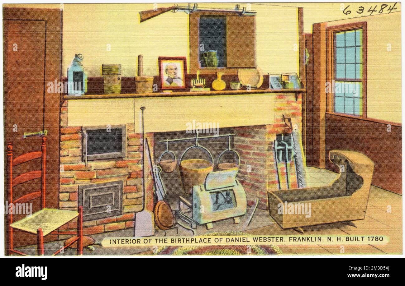 Interior of the birthplace of Daniel Webster, Franklin, N.H., built ...