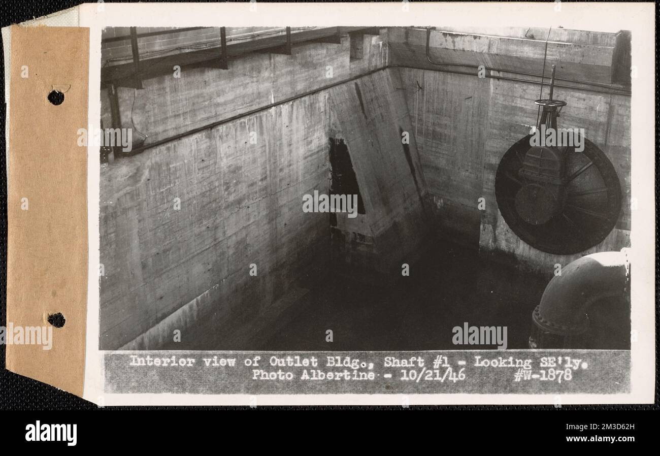 Interior view of Outlet Building, Shaft #1, showing shaft cap, looking ...