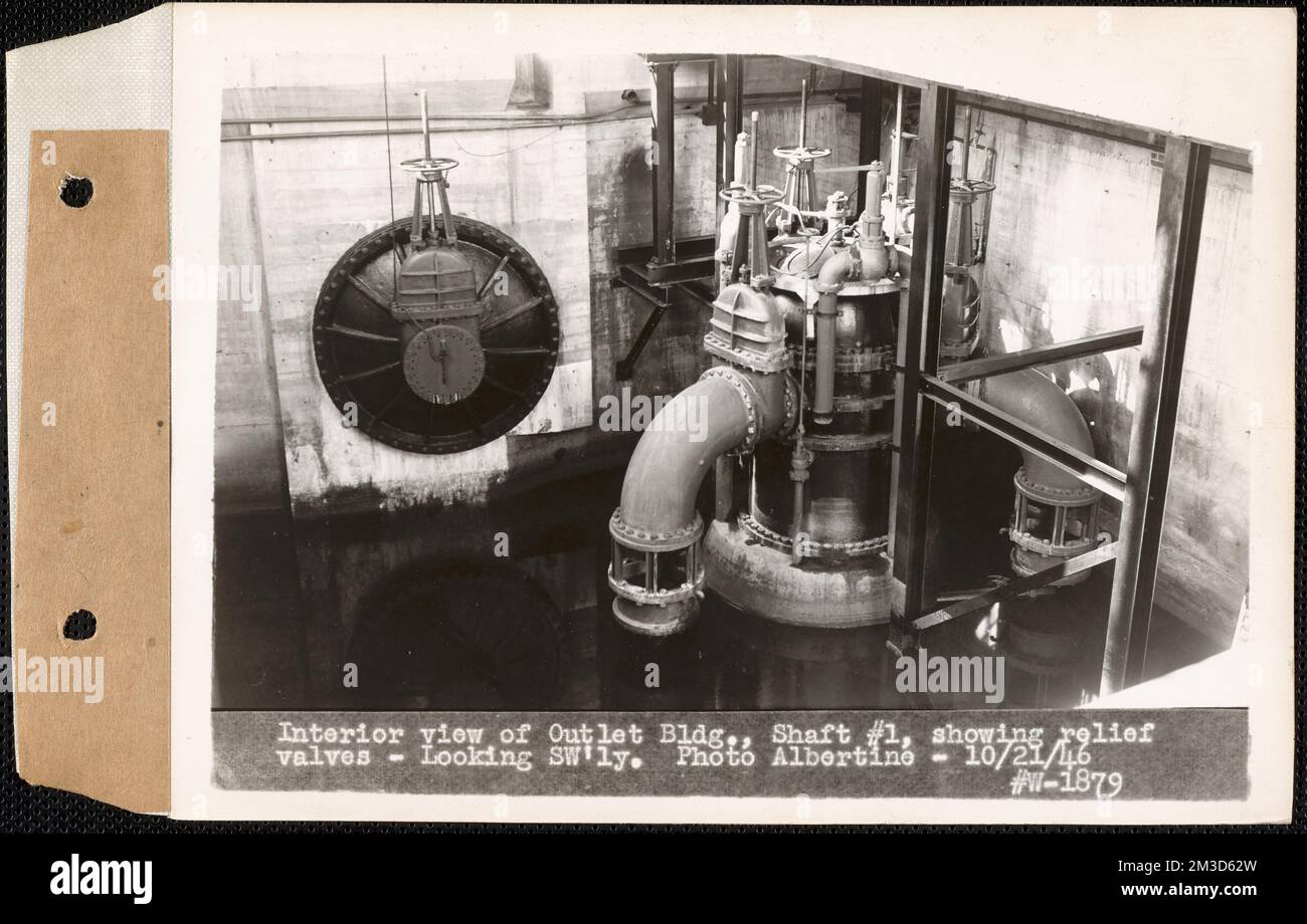 Interior view of Outlet Building, Shaft #1, showing relief valves and ...