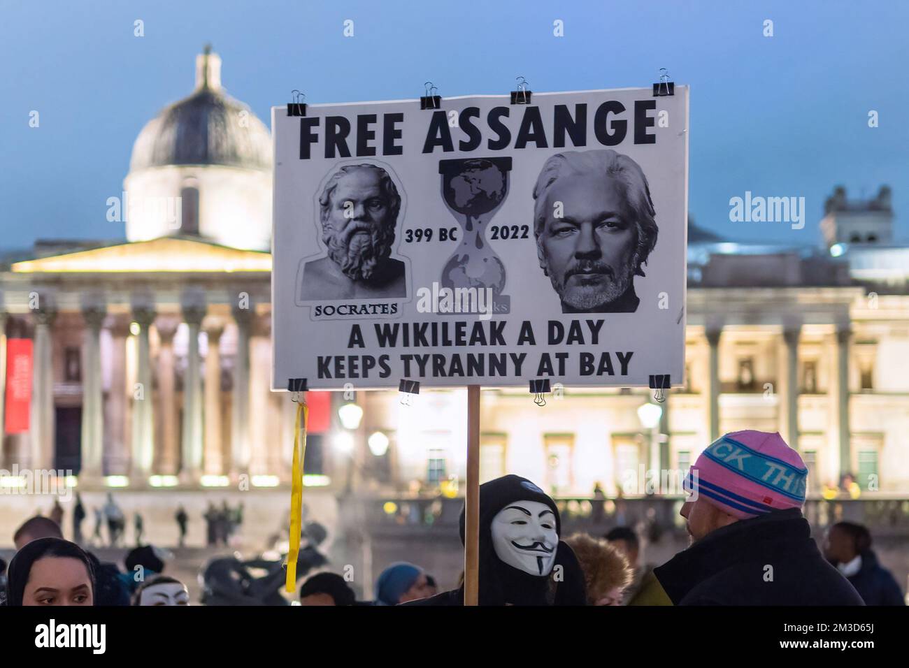 Support banner for Julian Assange seen during a Bonfire Night at ...