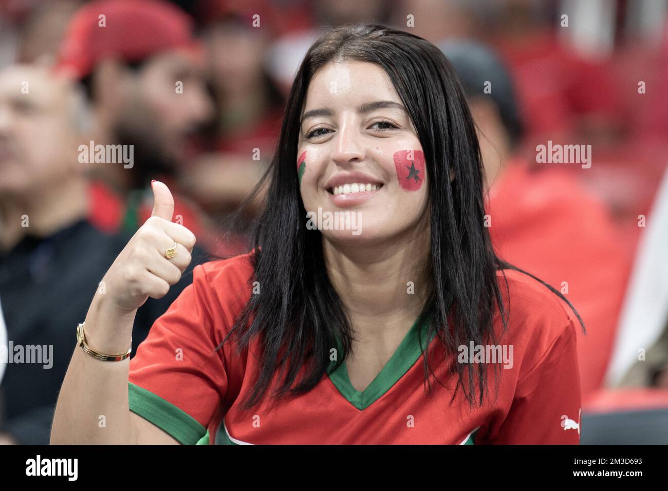 Al Khor, Qatar. 14th Dec, 2022. Moroccan fan attends the FIFA World Cup ...
