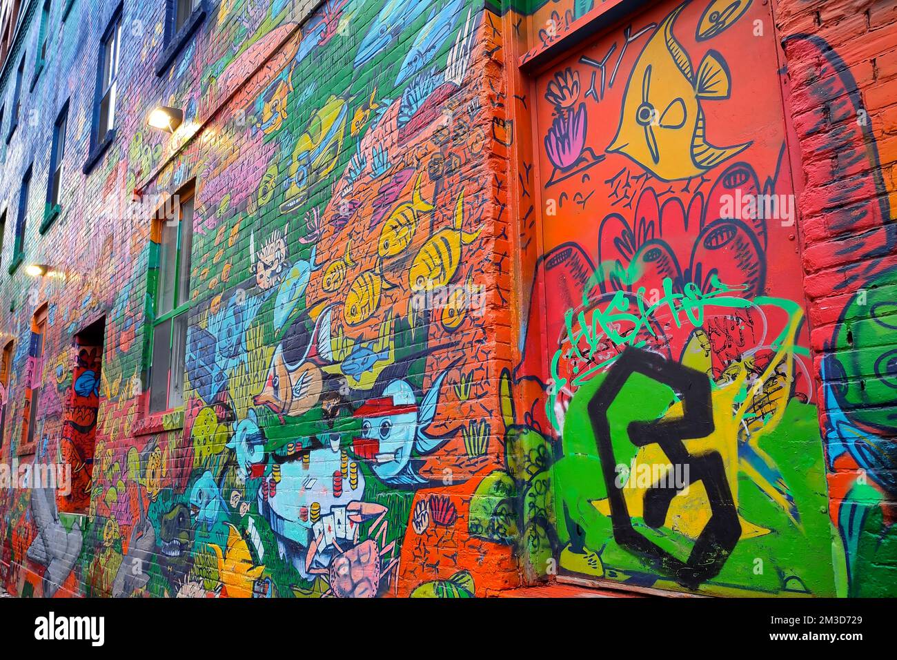 Abstract colourful graffiti paintings on concrete walls. Street art ...