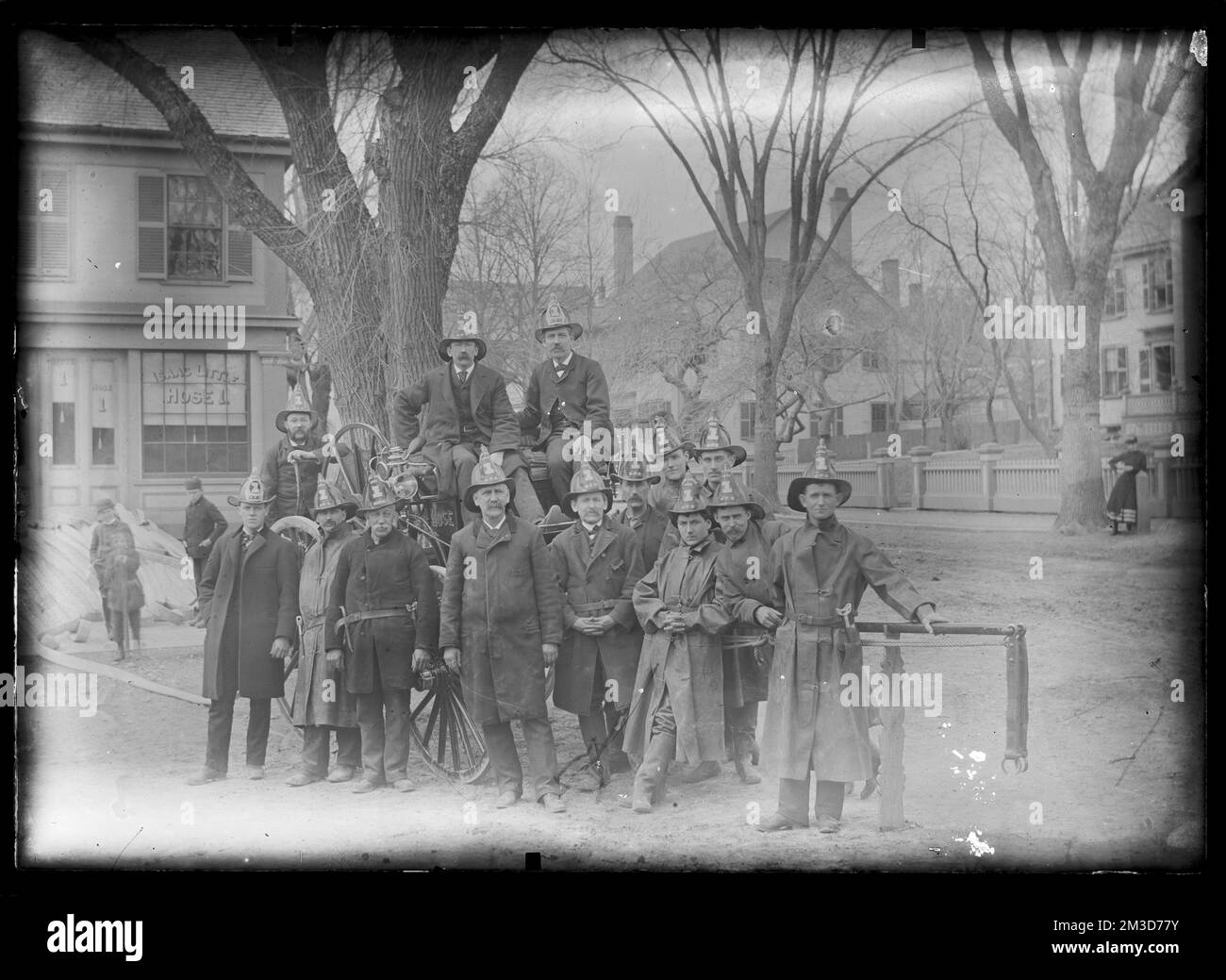Isaac Little Hose Co. in helmets and coats-corner of North and South ...