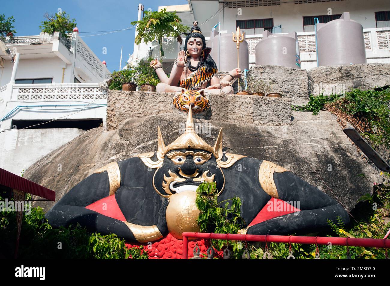 Outdoor the Rahu statue with a height on Wat Khao Takiab is located at ...