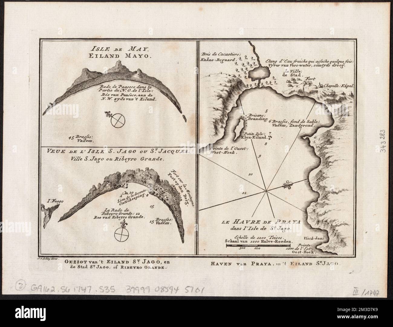 Isle de May ; Veue de l'isle de S. Jago ou St. Jacques, Ville S. Jago ...