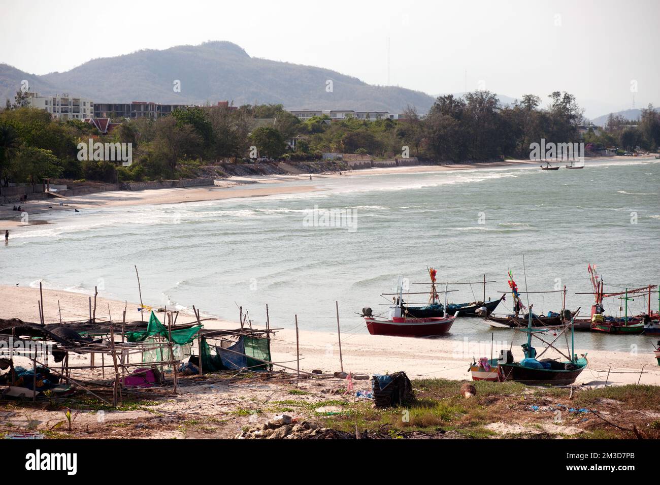 Scenenic of Khao Tao beach from Wat Khao Tao is located, Hua Hin Beach ...