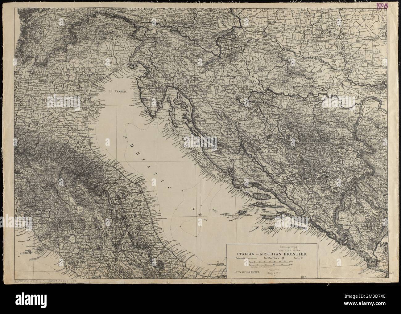 Italian-Austrian frontier , Italy, Boundaries, Yugoslavia, Maps ...