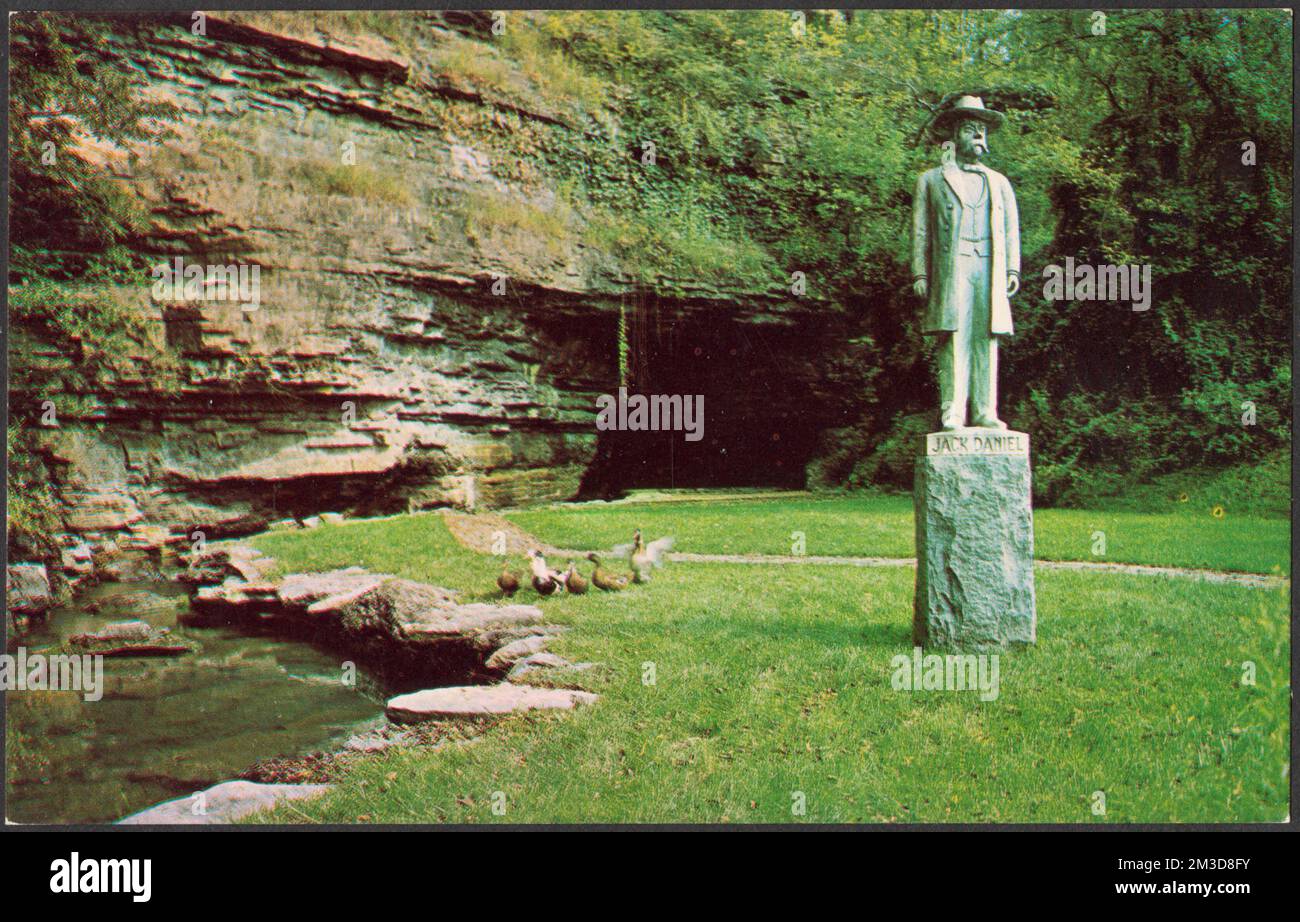 Jack Daniel's statue and spring, Lynchburg (Moore Country), Tennessee ...