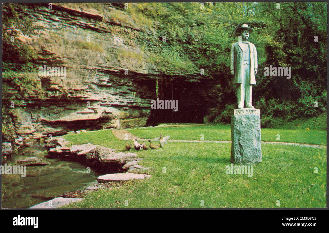 Jack Daniel's statue and spring, Lynchburg (Moore Country), Tennessee ...