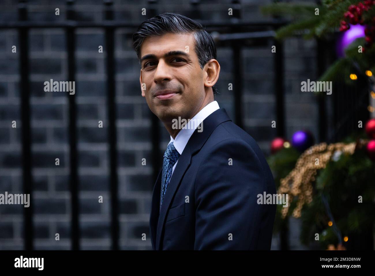 London, UK. 14th Dec, 2022. Prime Minister Rishi Sunak leaves 10 ...