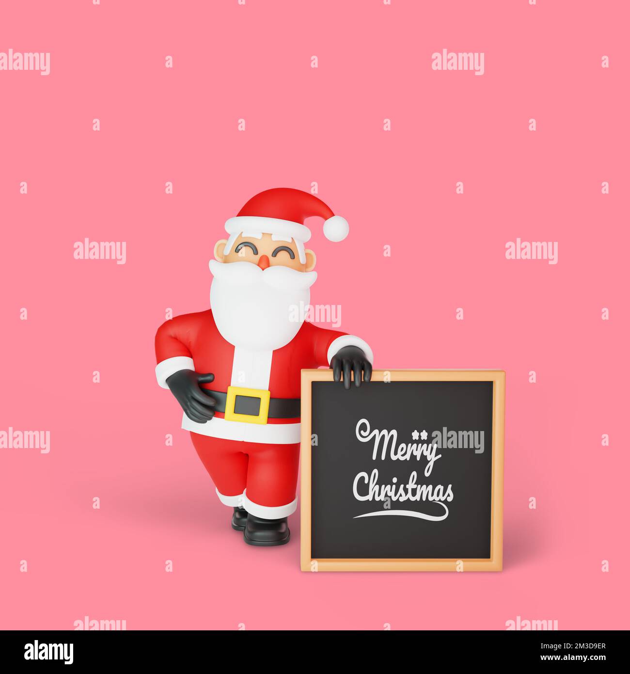 3d rendering of santa pose with merry christmas signboard Stock Photo ...