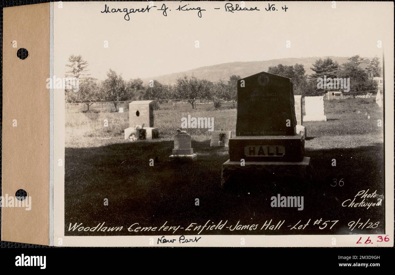 James Hall, Woodlawn Cemetery, new section, lot 57, Enfield, Mass ...