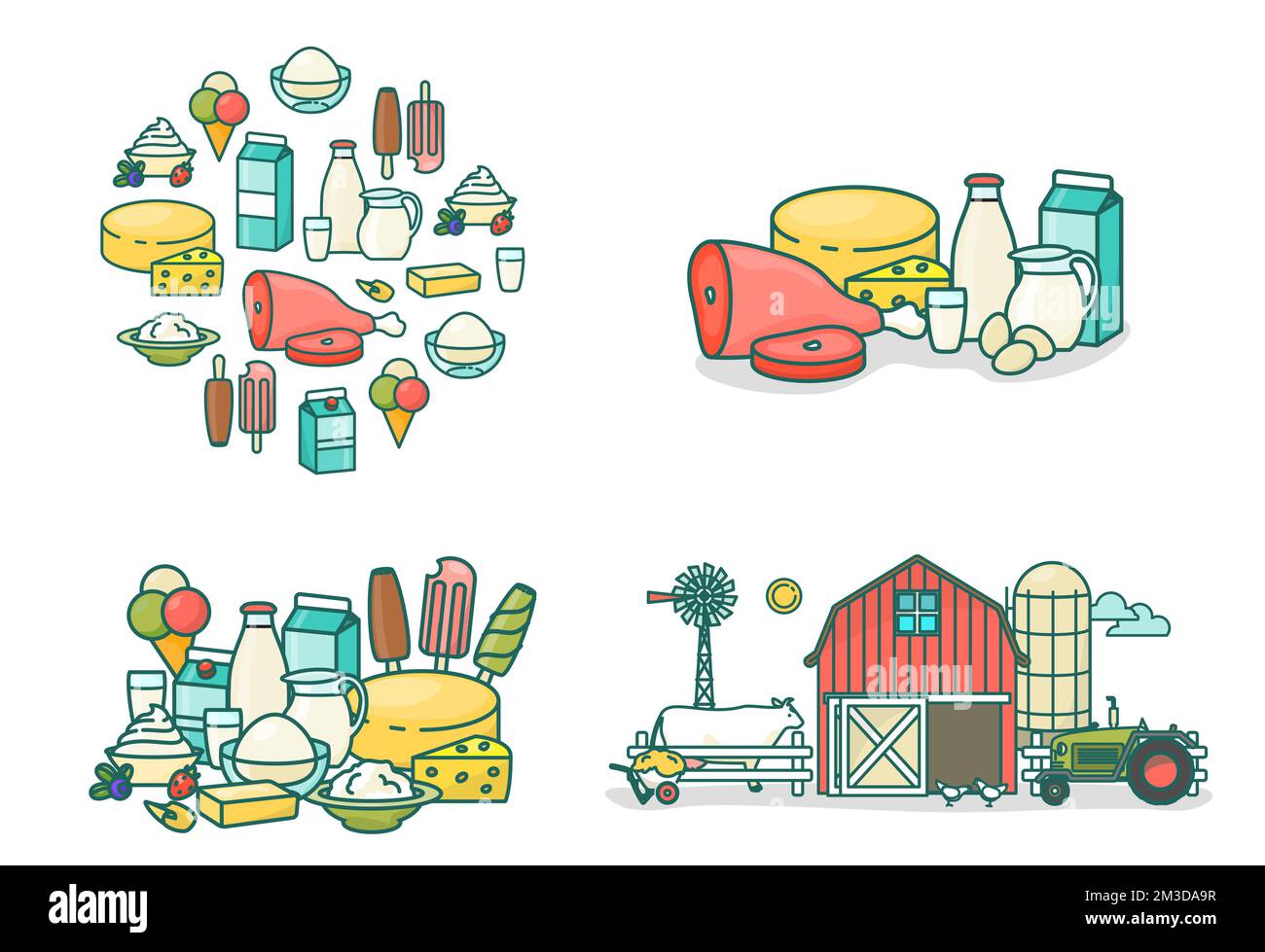Fresh dairy farm product isolated vector set Stock Vector Image & Art ...