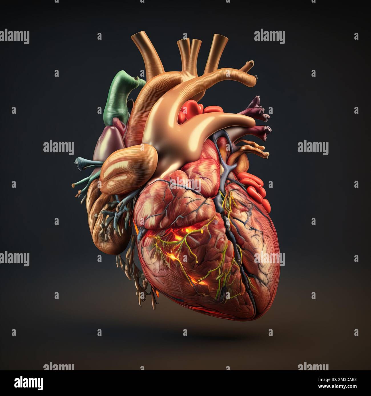 Heart with coronary vessels hi-res stock photography and images - Alamy