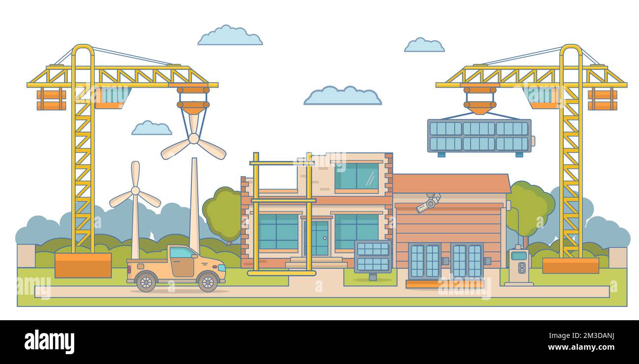 Green energy smart power system installation vector Stock Vector Image ...