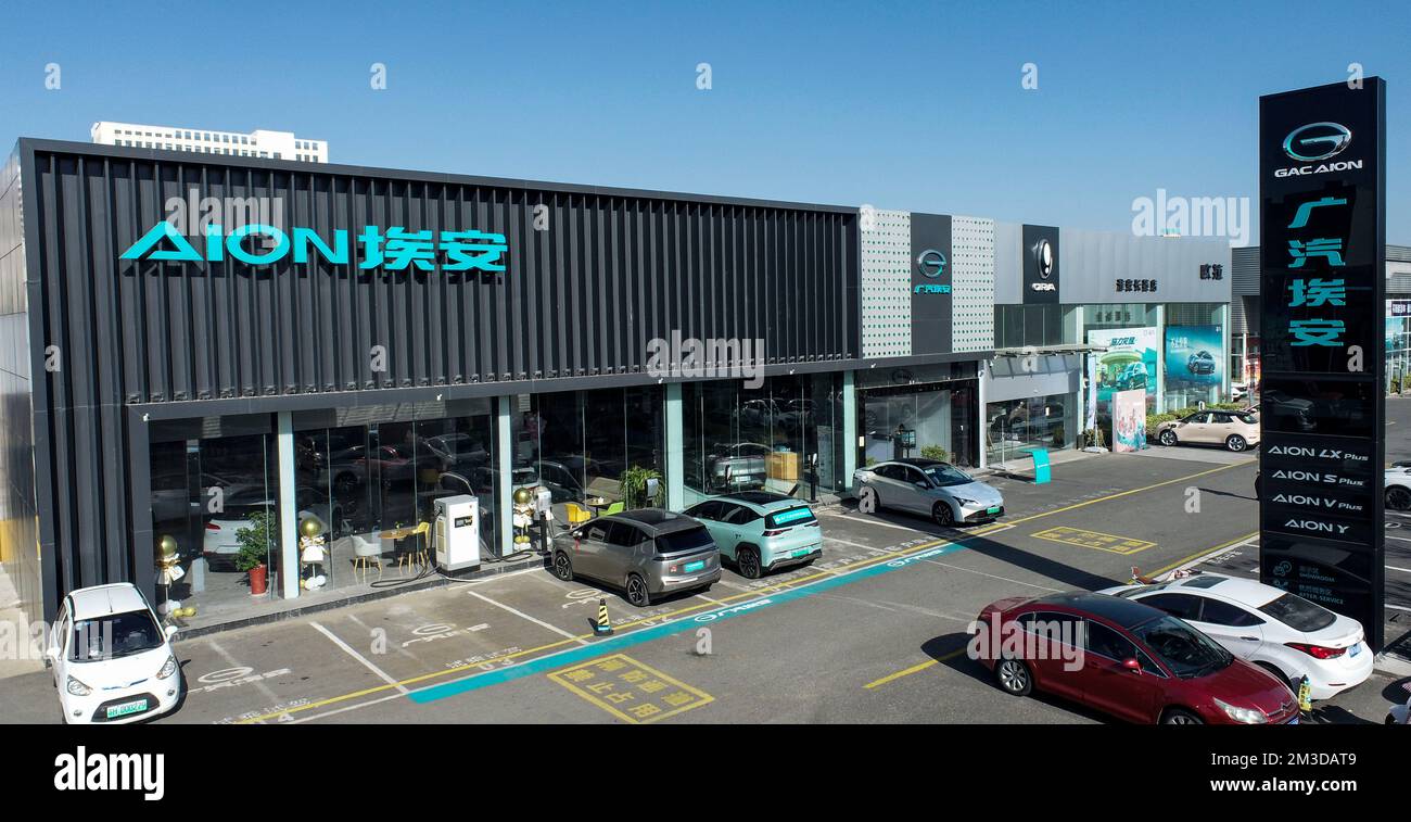HUAI'AN, CHINA - DECEMBER 14, 2022 - A AION new energy vehicle sales ...