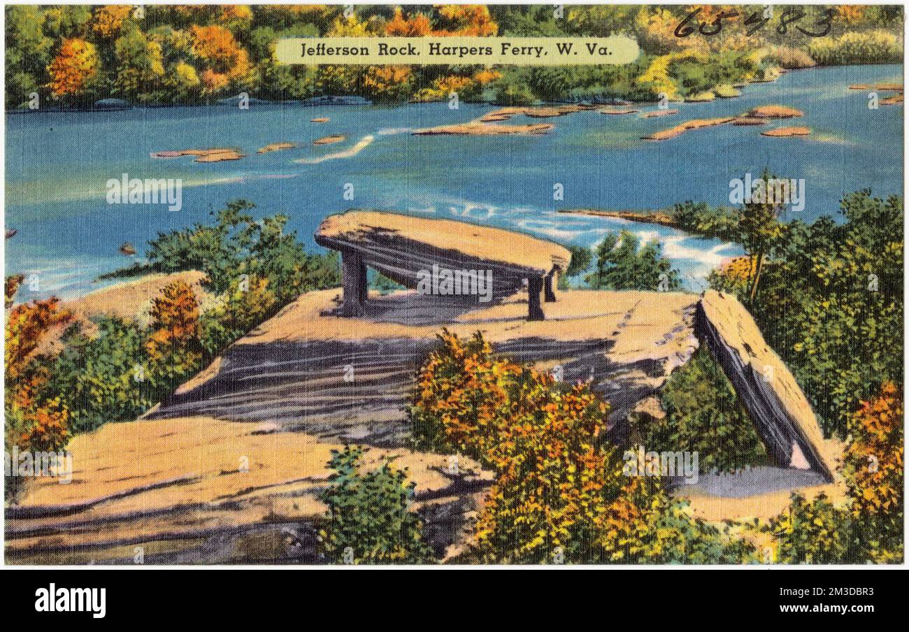 Jefferson Rock, Harpers Ferry, W. Va. , Rivers, Tichnor Brothers ...