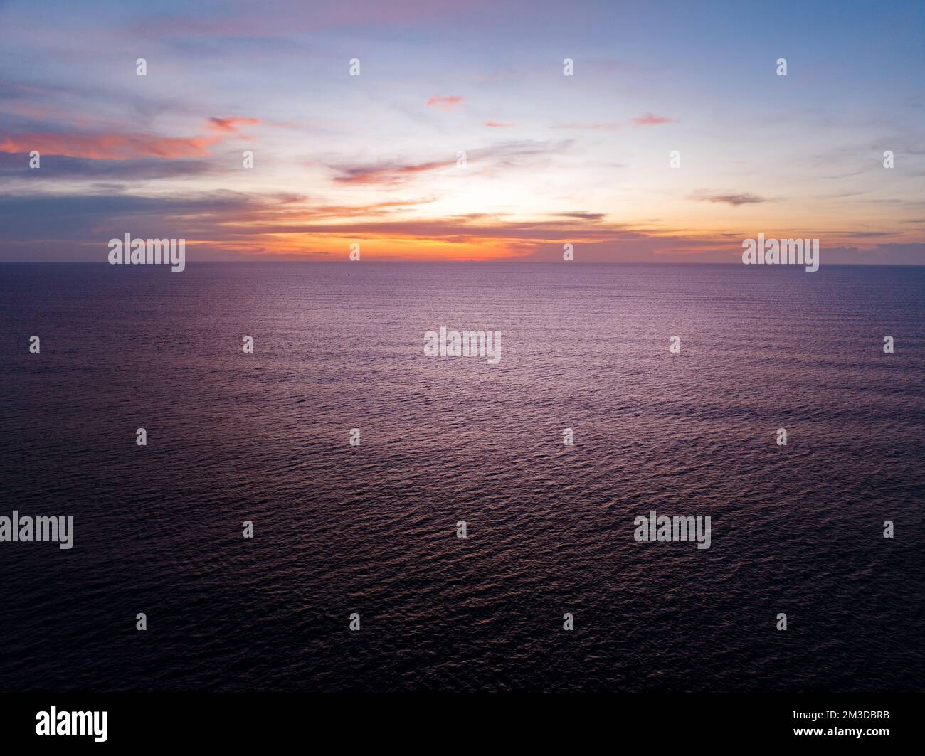 Aerial view Nature beautiful Light Sunset or sunrise over sea surface ...