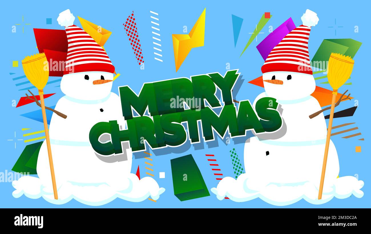 Merry Christmas. Word written with Children's font in cartoon style ...