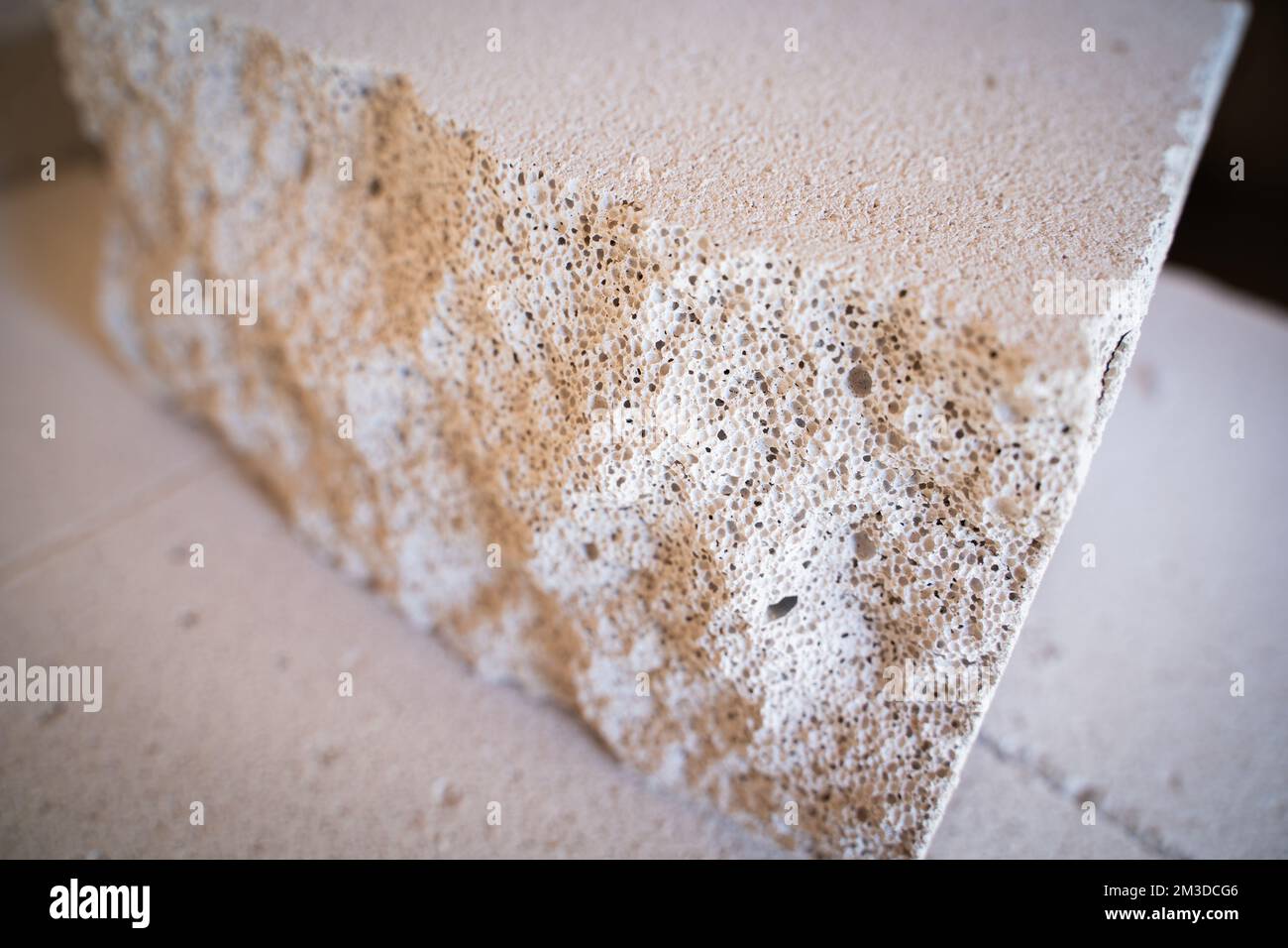 Foamed aerated concrete close-up. The texture of the gas block Stock ...