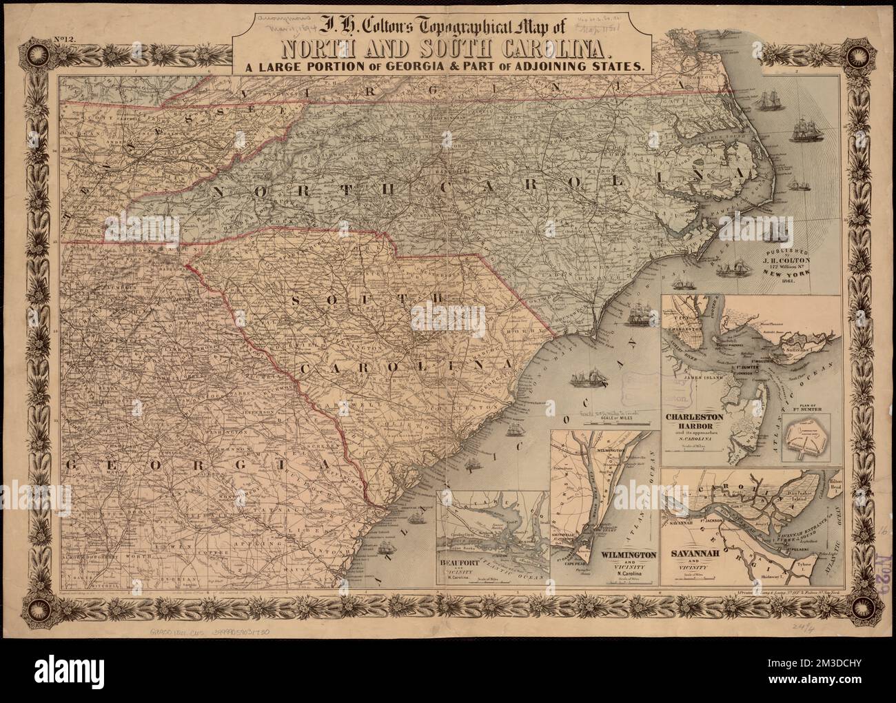 J.H. Colton's topographical map of North and South Carolina : a large ...