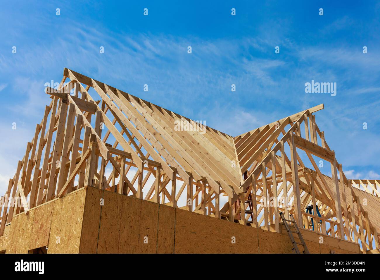 In the process of constructing house, beams are being framed Stock ...