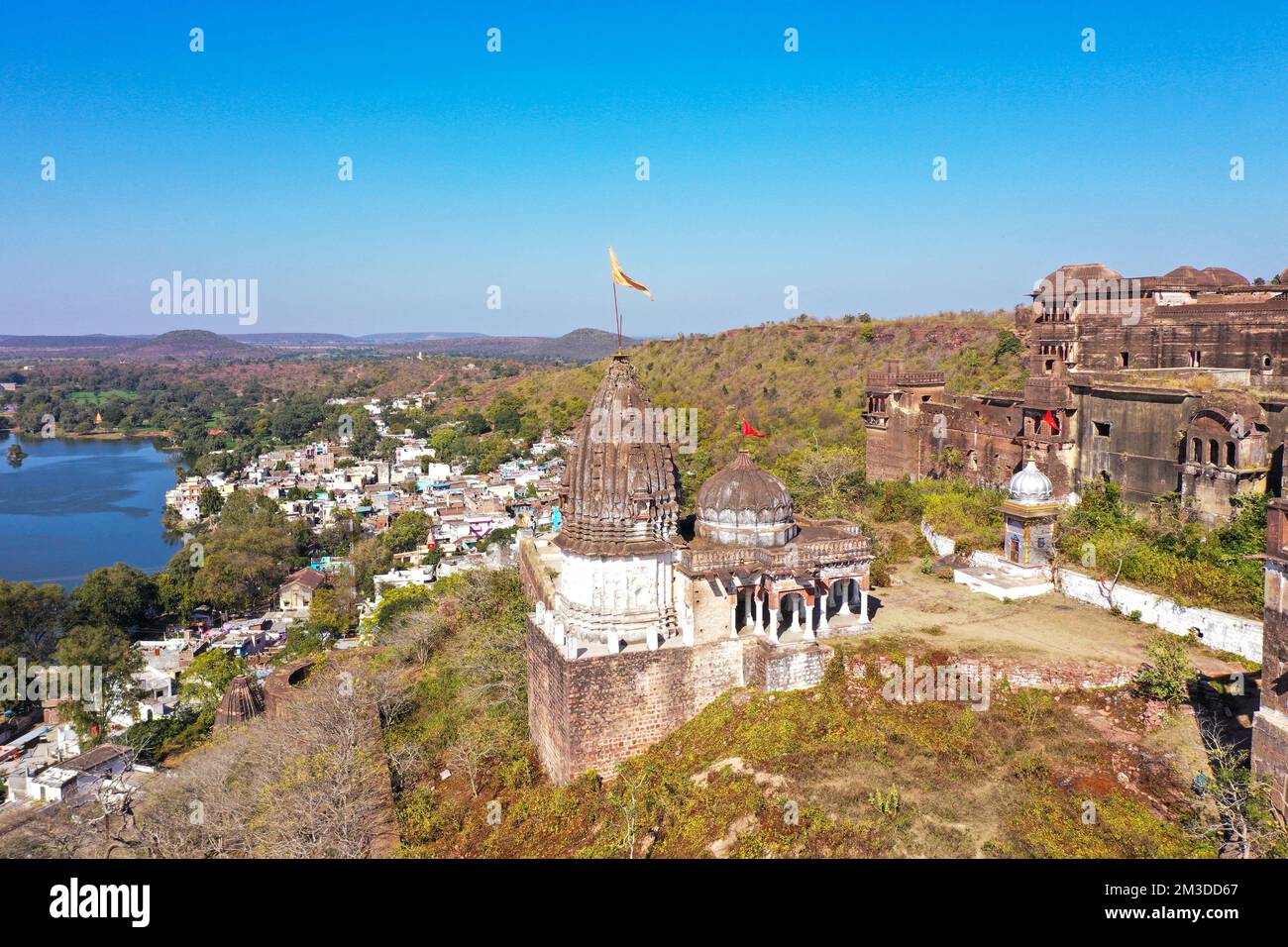 Aerial View of Narsinghgarh Fort and surrounding areas located in ...