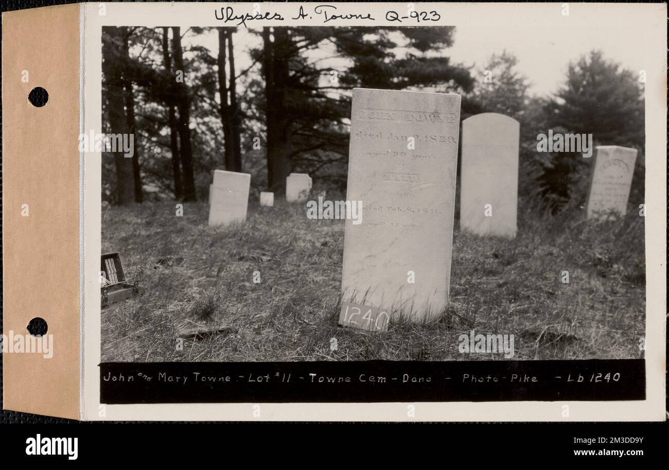 John and Mary Towne, Towne Cemetery, lot 11, Dana, Mass., ca. 1932 ...