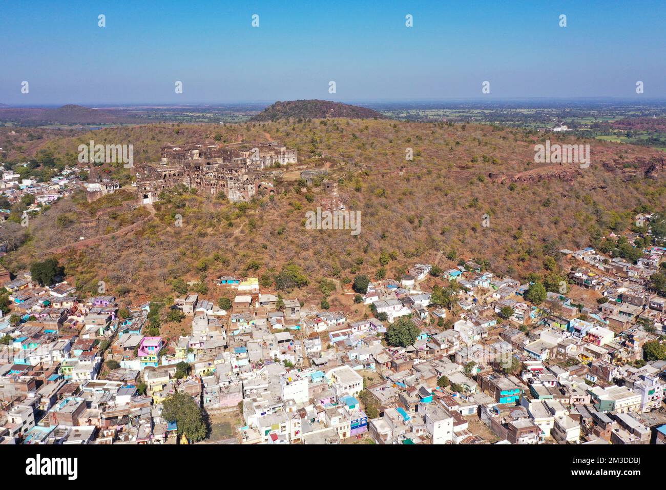 Aerial View of Narsinghgarh Fort and surrounding areas located in ...