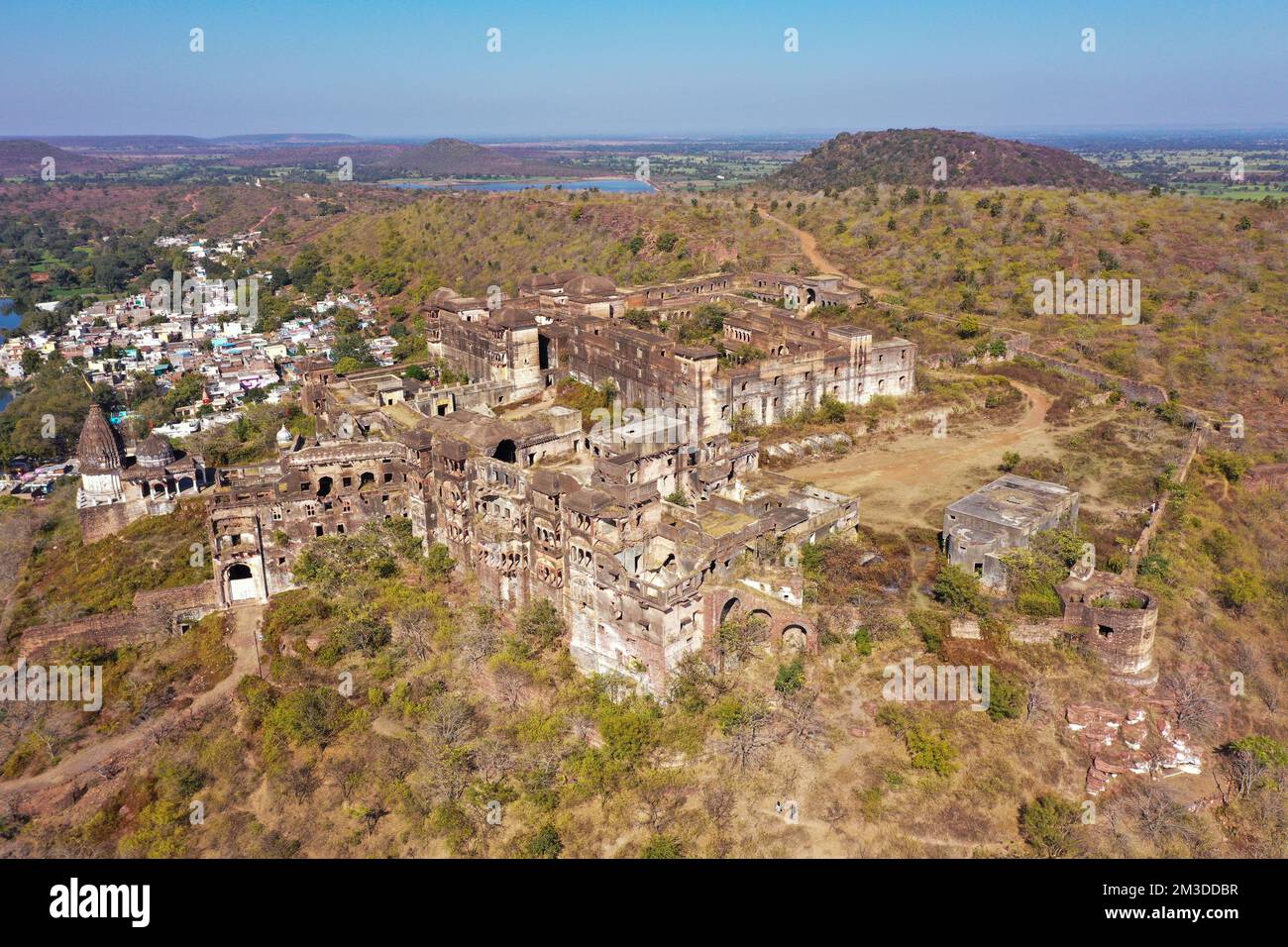 Aerial View of Narsinghgarh Fort and surrounding areas located in ...