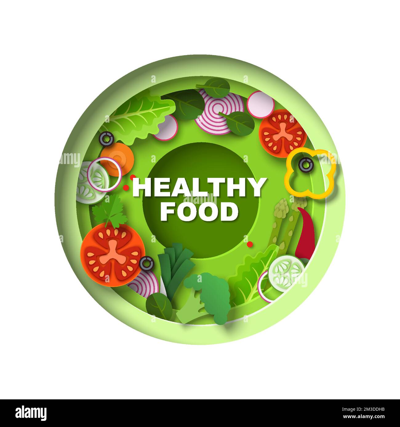 Healthy food vector logo in paper cut style Stock Vector Image & Art ...
