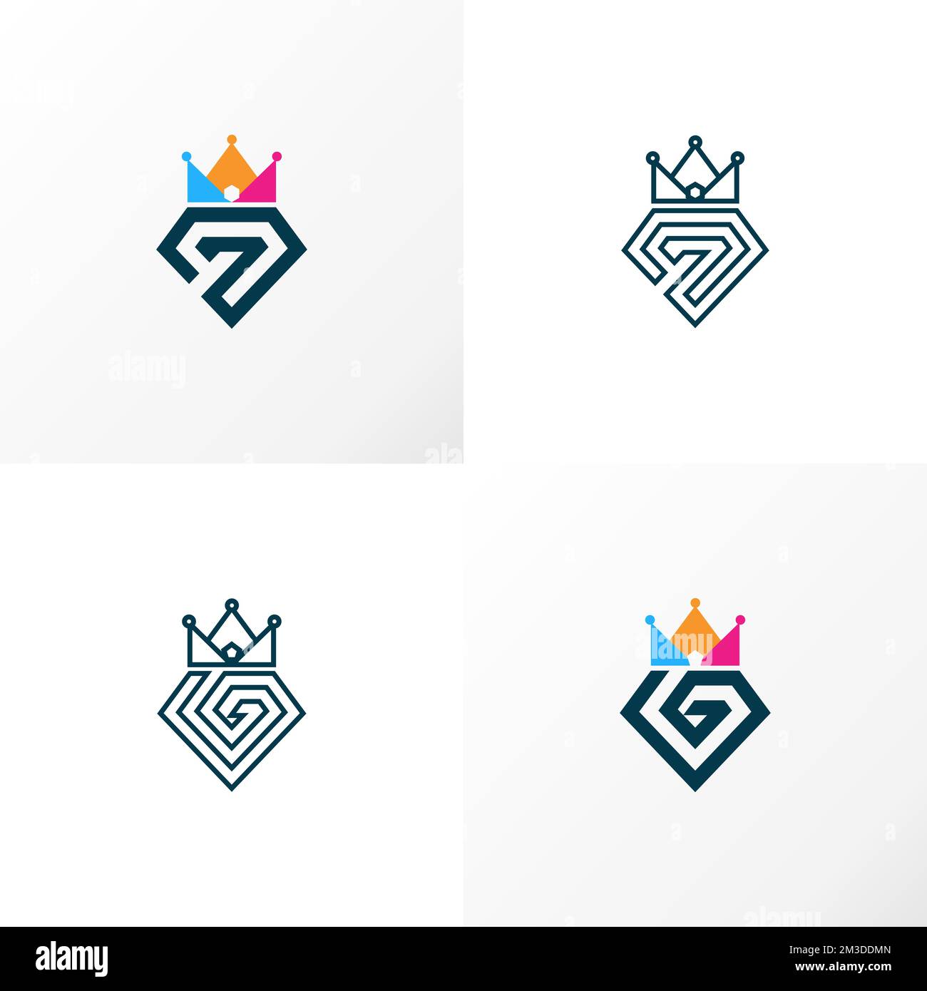 simple Crown and pentagon like letter G font image graphic icon logo design abstract concept ...