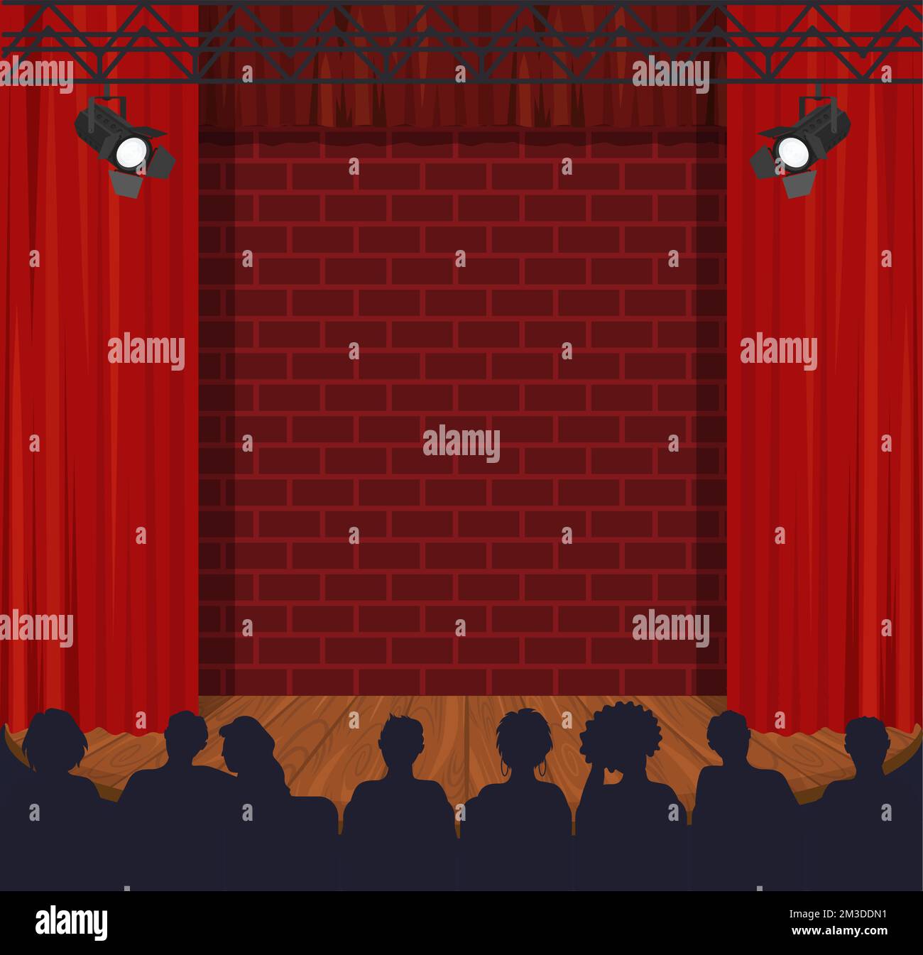 Stage hall, theater scene with red curtain Stock Vector Image & Art - Alamy