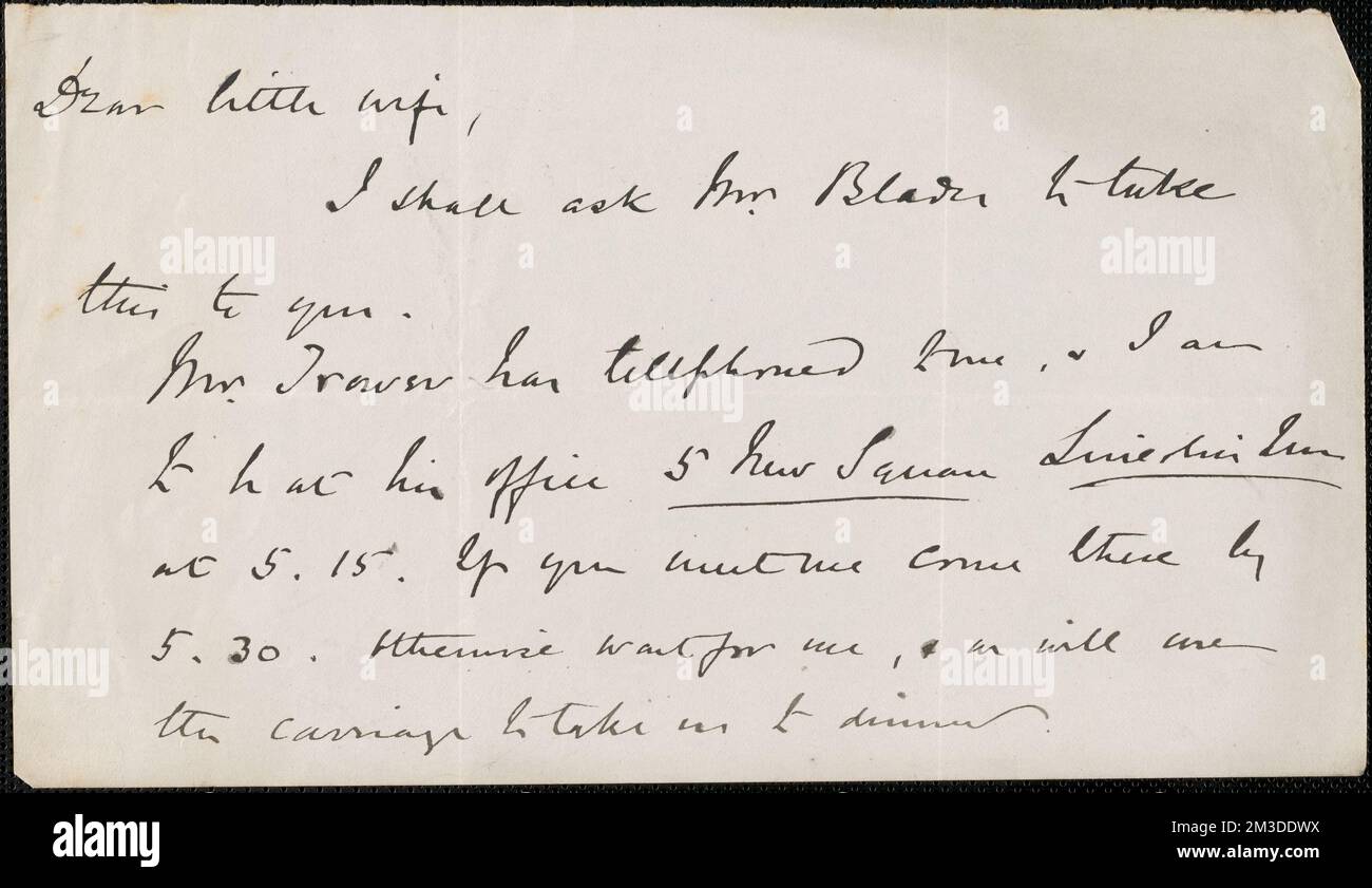 [John Biddulph Martin] autograph note to [Victoria Woodhull Martin ...