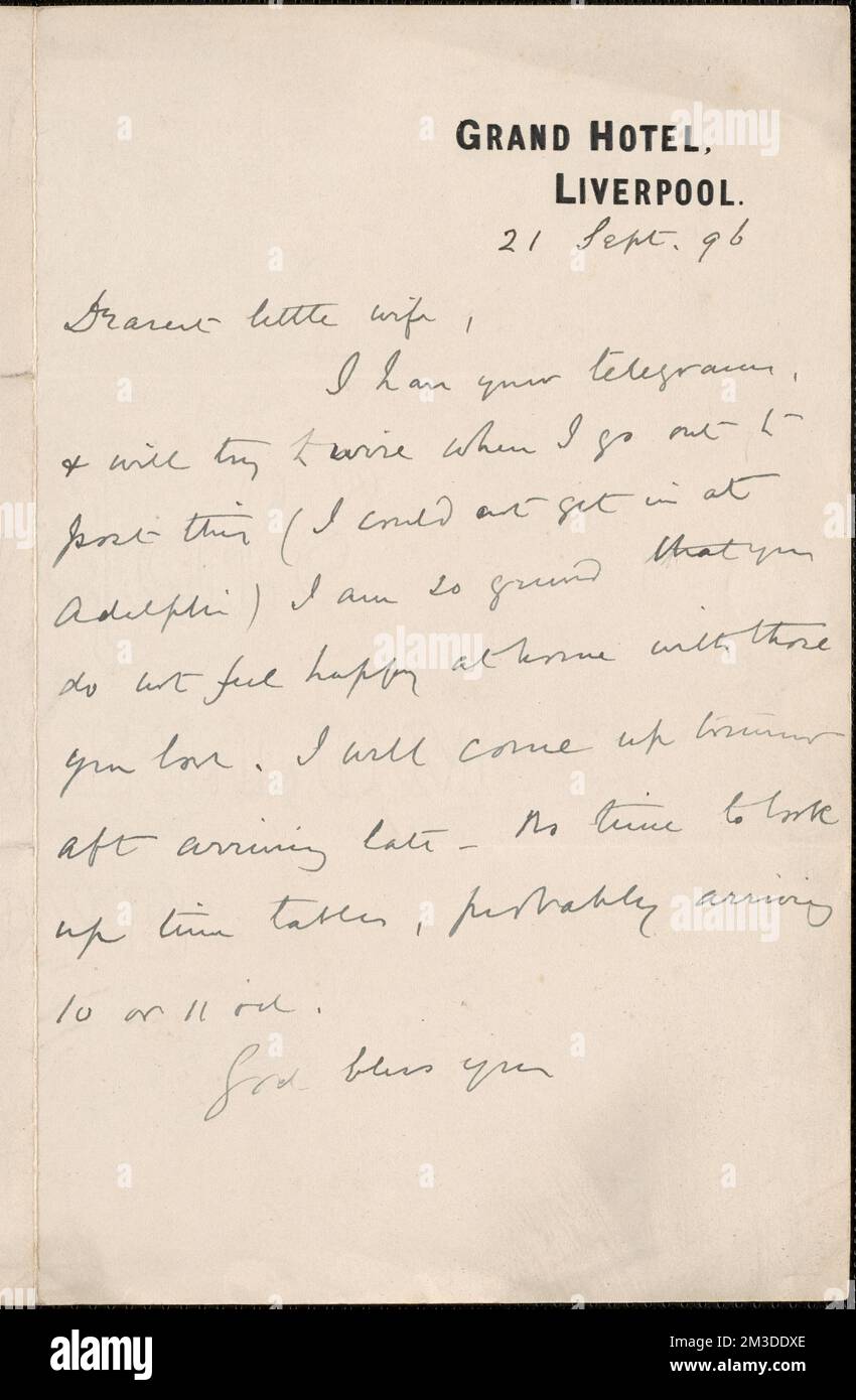 [John Biddulph Martin] autograph note to [Victoria Woodhull Martin ...