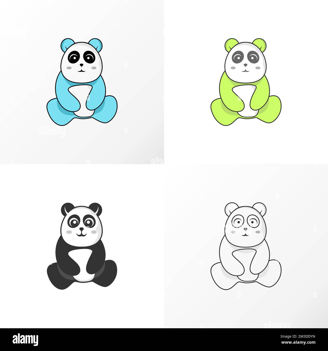 cute panda in sitting image graphic icon logo design abstract concept ...