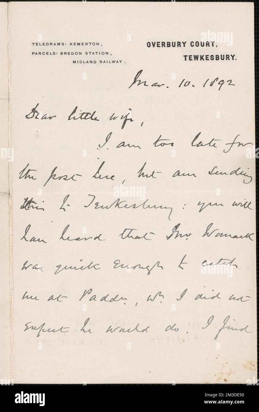 [John Biddulph Martin] autograph note to [Victoria Woodhull Martin ...