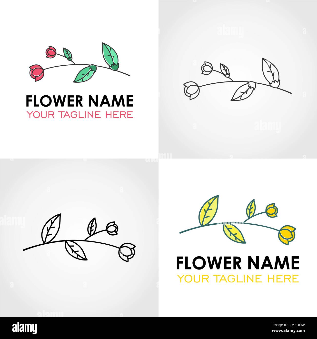 Charming flower with leaves image graphic icon logo design abstract ...