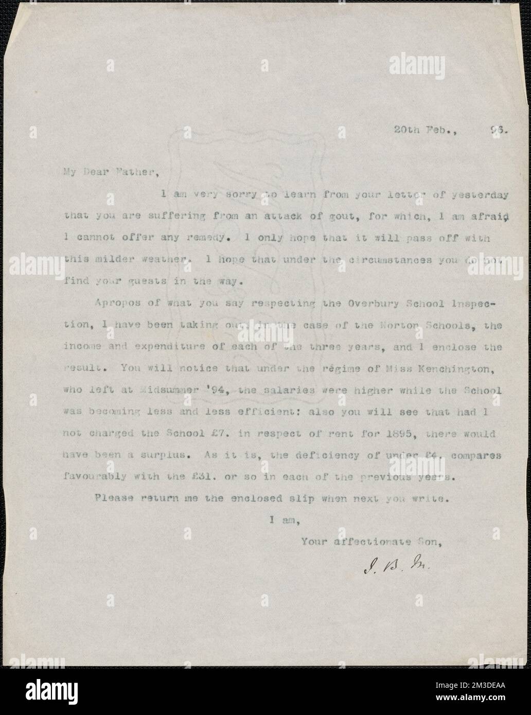 [John Biddulph Martin] typed letter signed (copy/initials) to [Robert ...