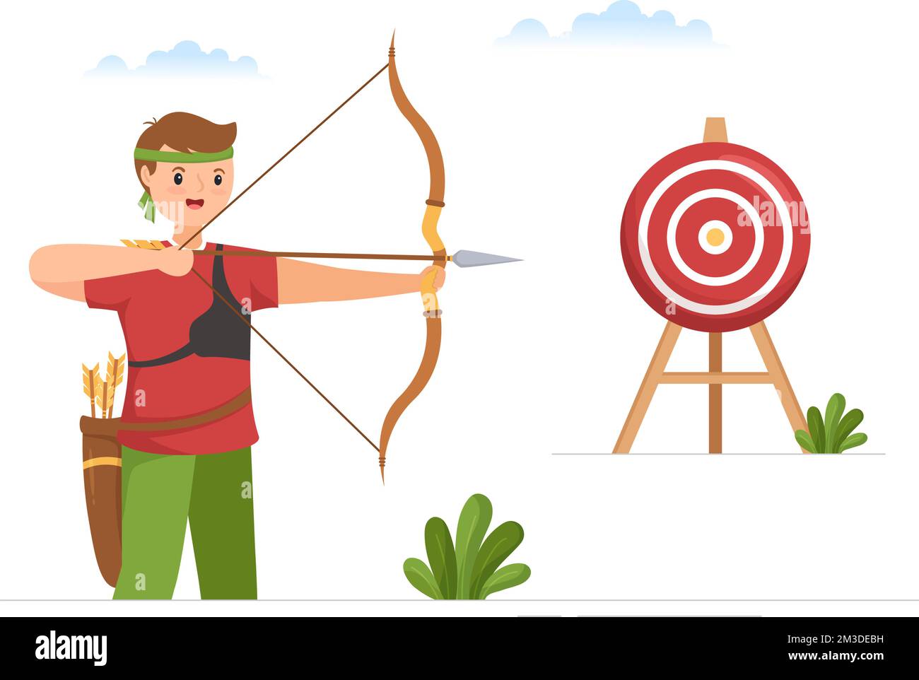 Archery Sport with Bow and Arrow Pointing at Target for Outdoor ...