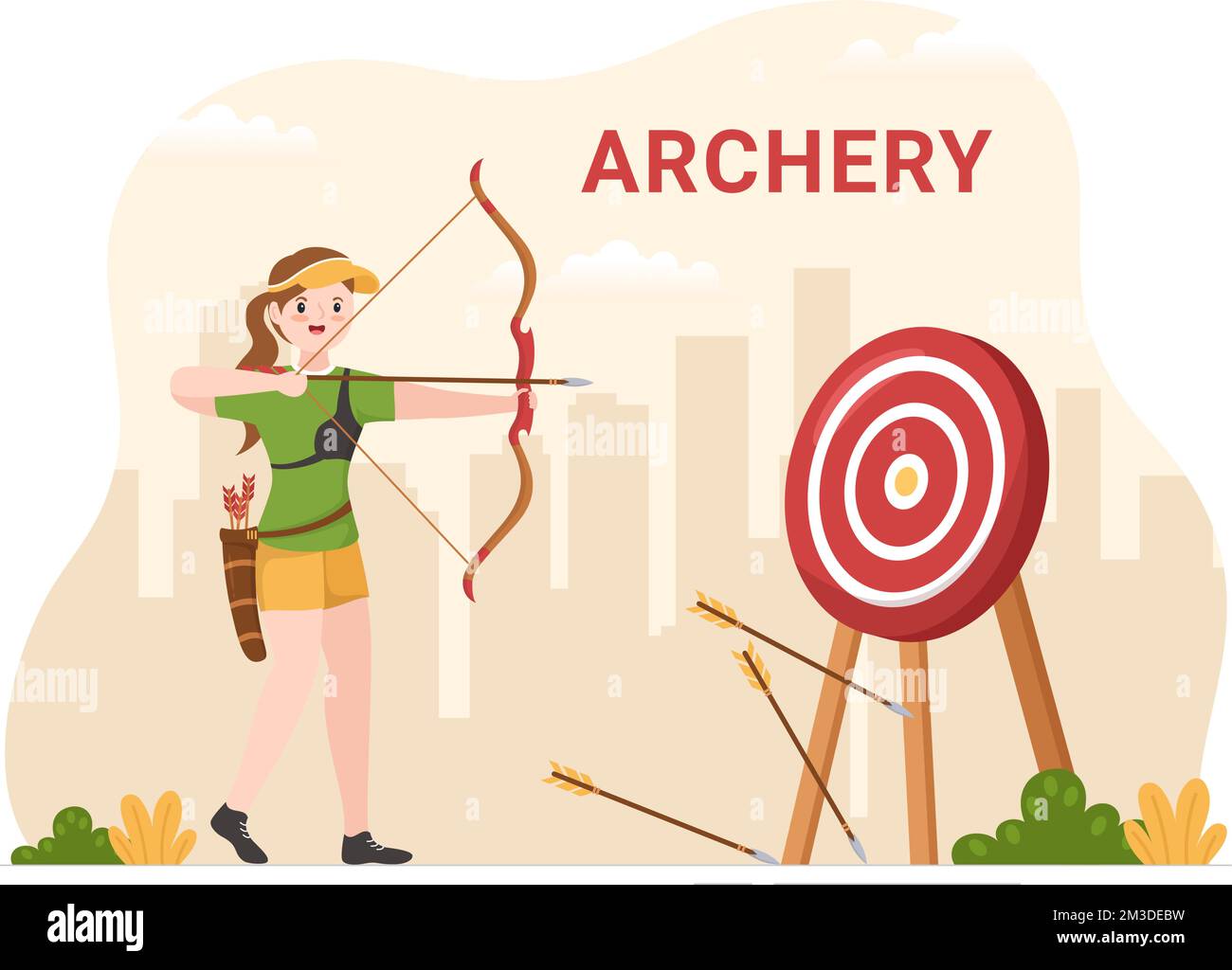 Archery Sport with Bow and Arrow Pointing at Target for Outdoor ...