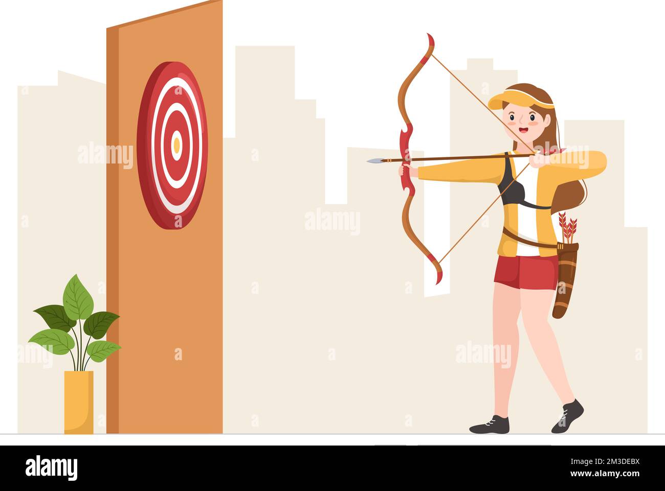 Archery Sport with Bow and Arrow Pointing at Target for Outdoor ...