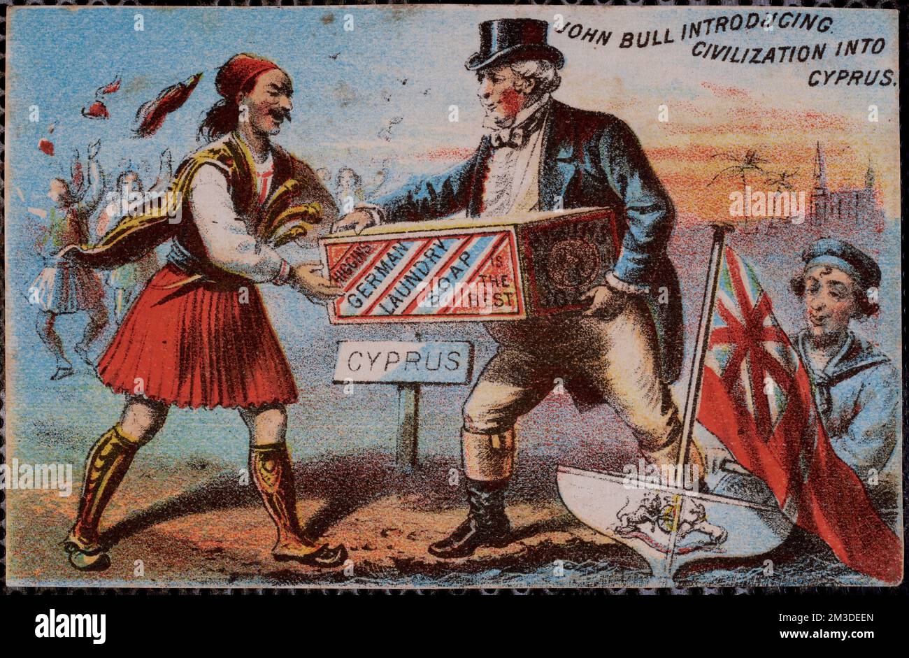 John Bull introducing civilization into Cyprus , Household soap, Flags ...