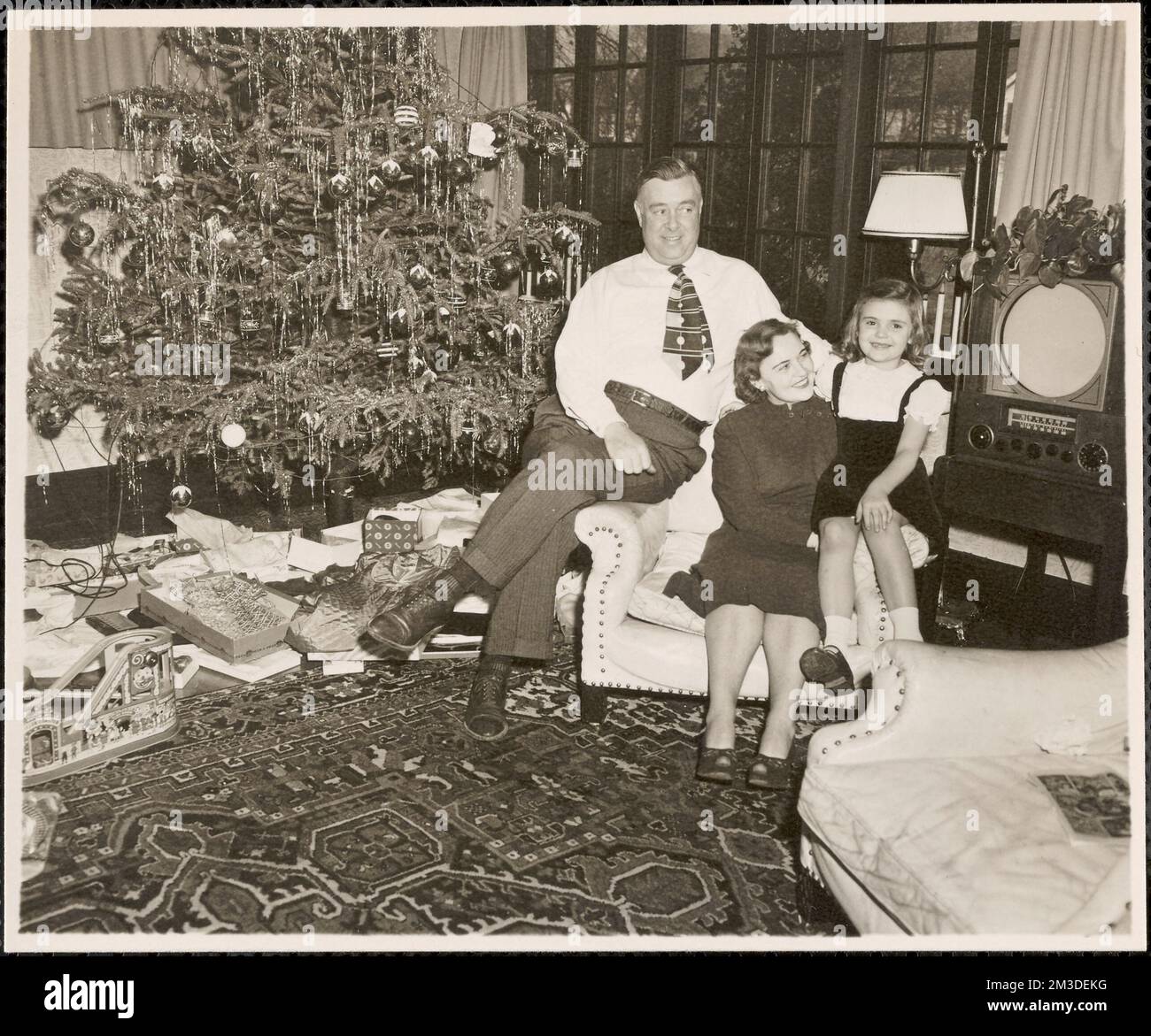 John Deveney and family , Families, Children, Christmas trees. Leon ...